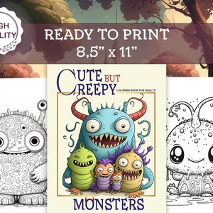 Cute but Creepy Monsters Coloring Pages 30 Friendly Monster to Color - Etsy