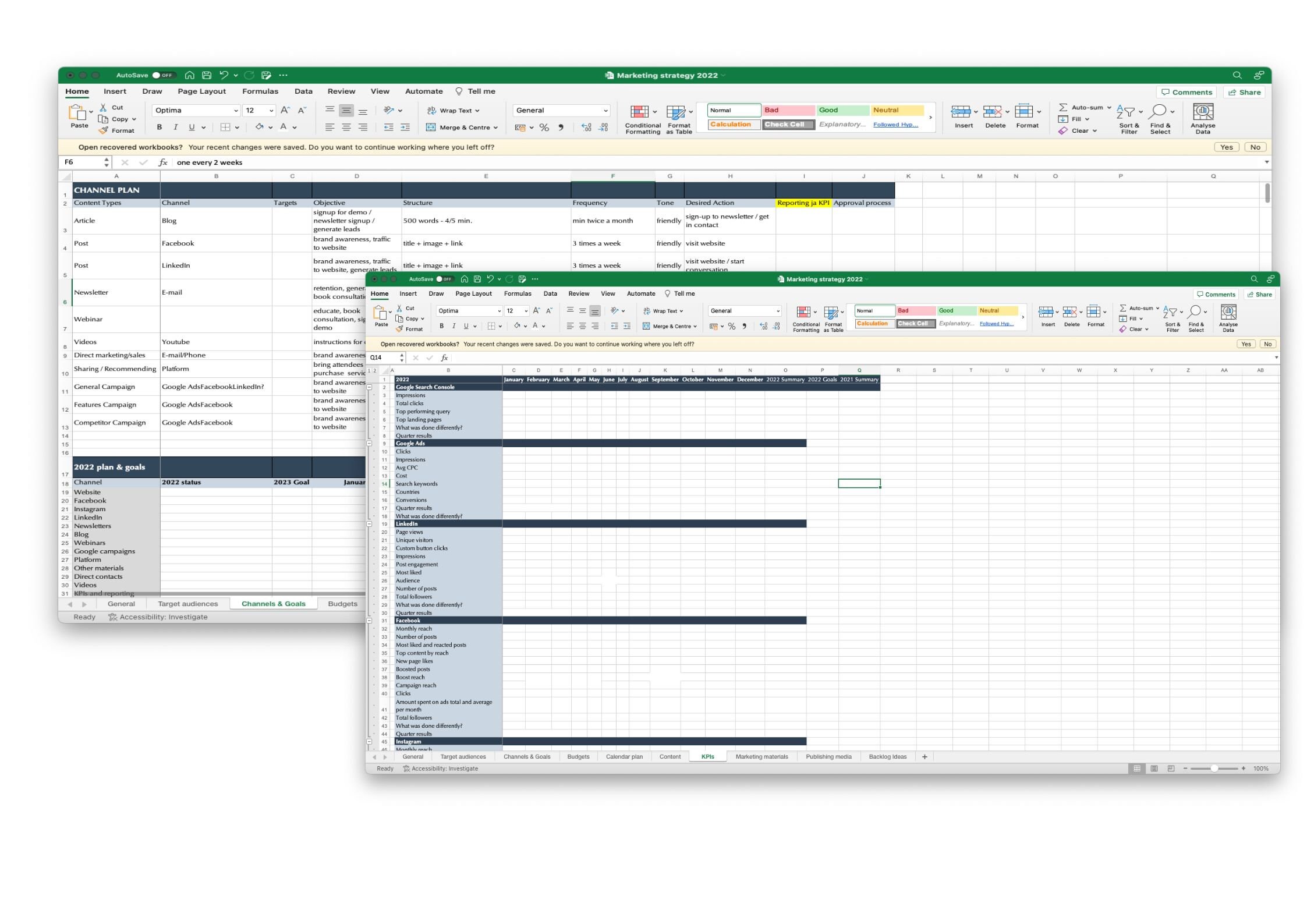 Marketing Strategy Excel Template - Etsy