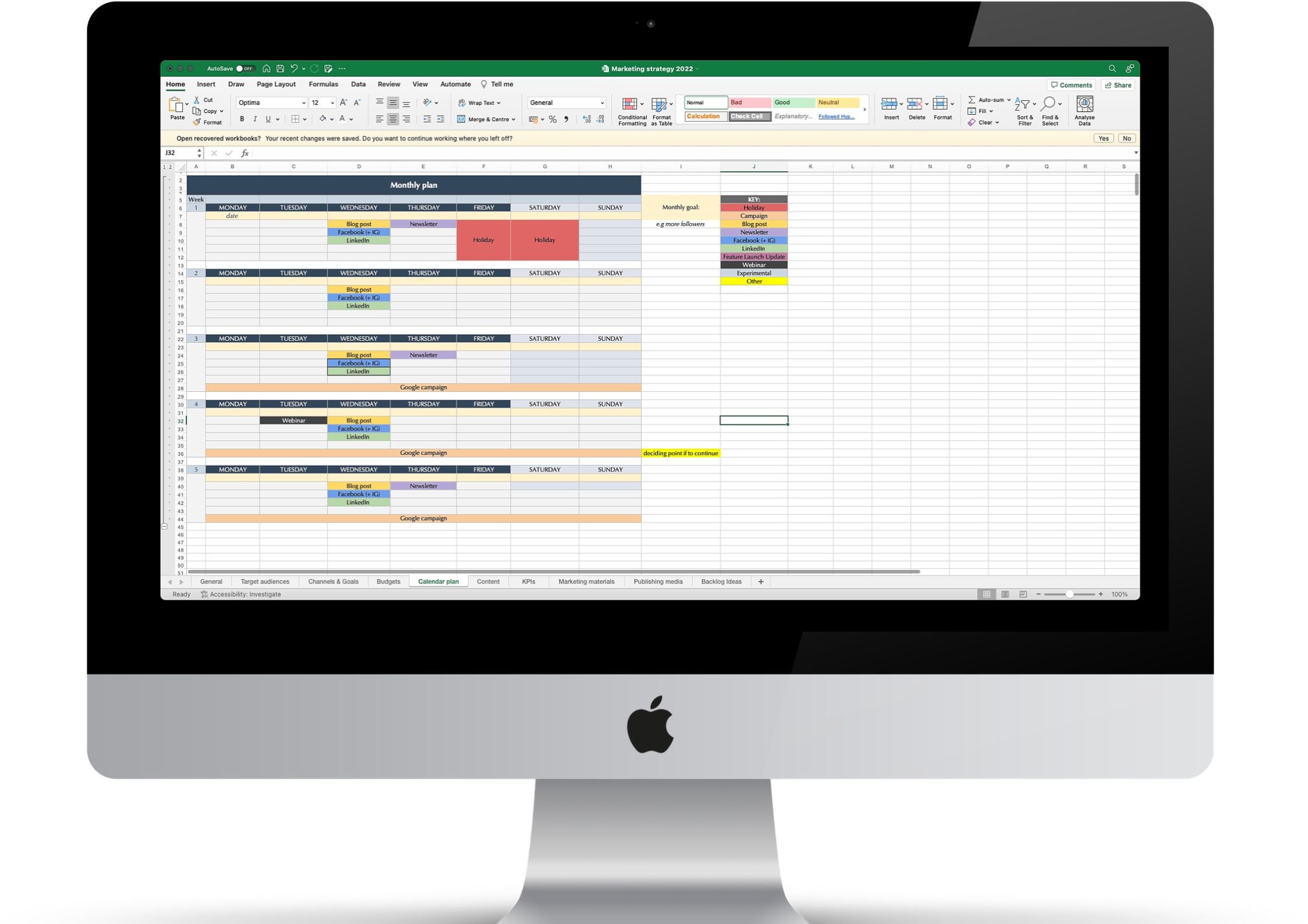 Marketing Strategy Excel Template - Etsy