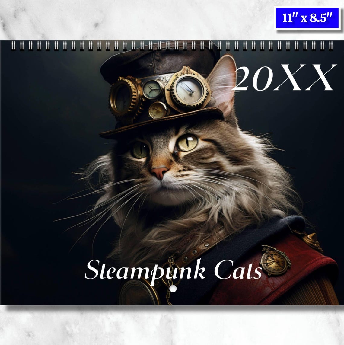Steampunk Cat Wall Calendar #1 | Victorian Fantasy Feline Art | Top Hat ...