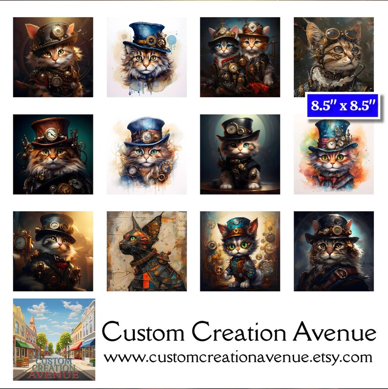 Steampunk Cat Calendar #3 | Victorian Fantasy Cats Art | Watercolor Top ...
