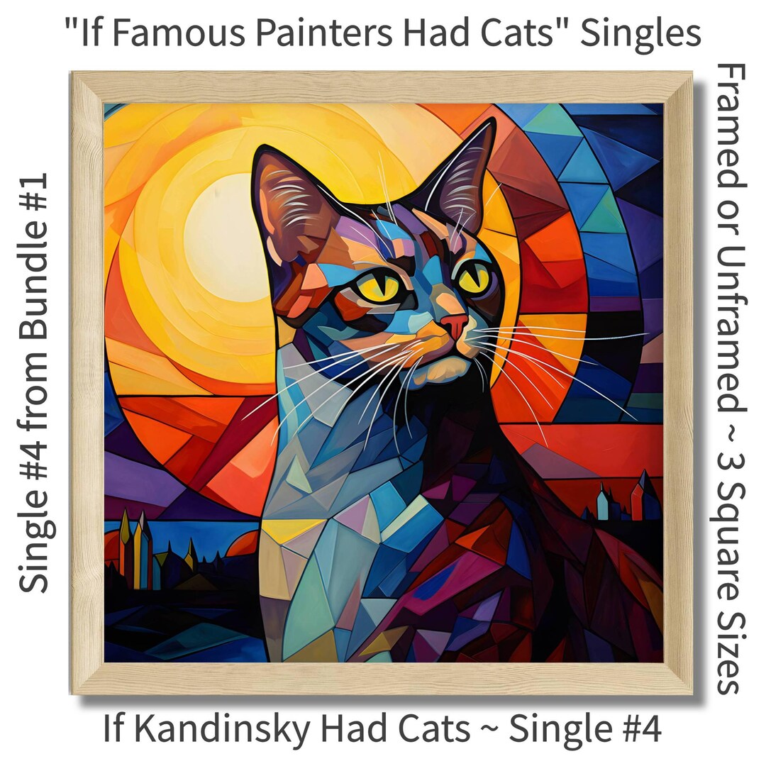 If Kandinsky Had Cats Art Print Set | Abstract Cat Wall Art | Geometric ...