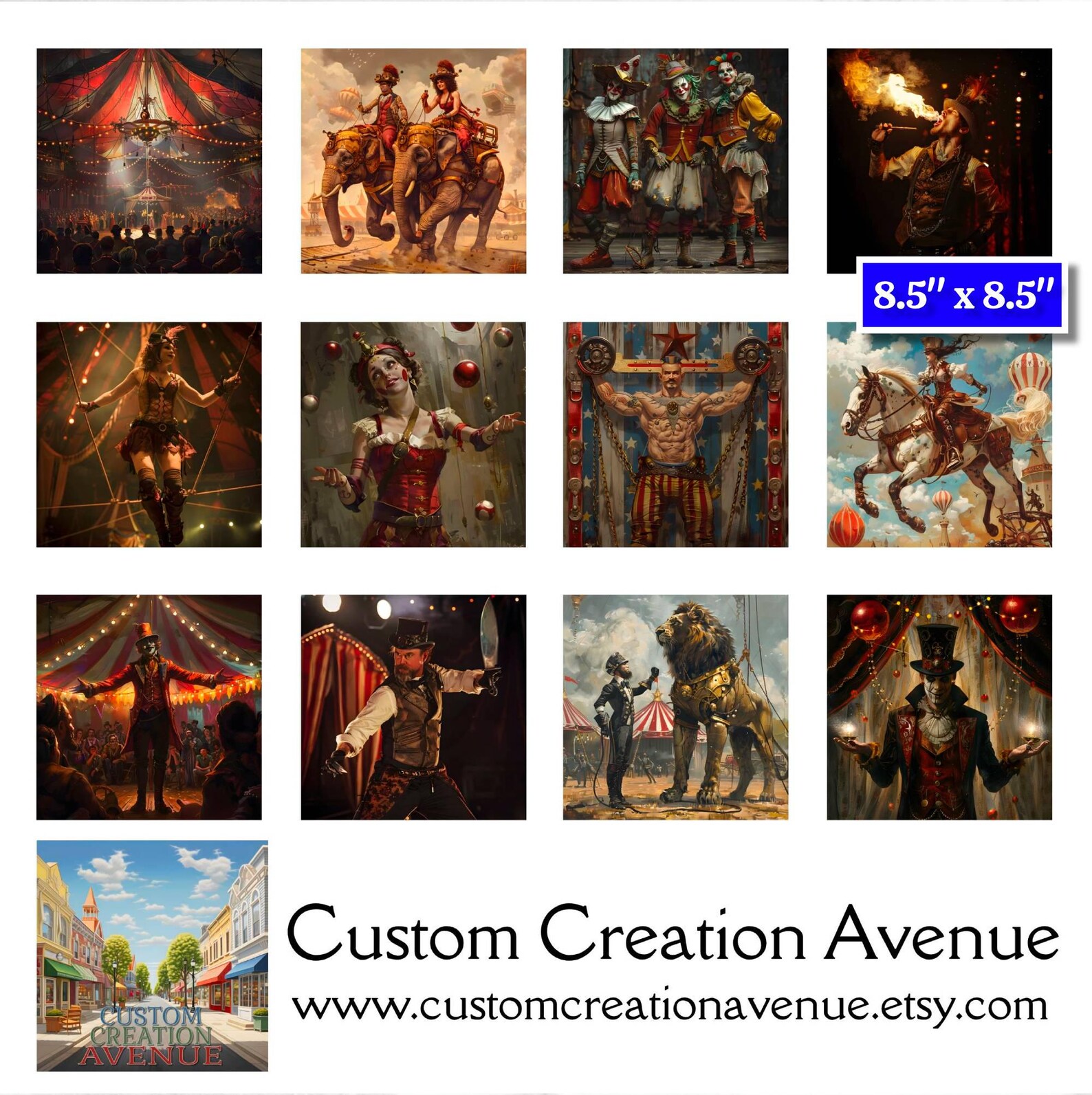 Steampunk Circus Calendar | Victorian Carnival Art | Gothic Big Top ...