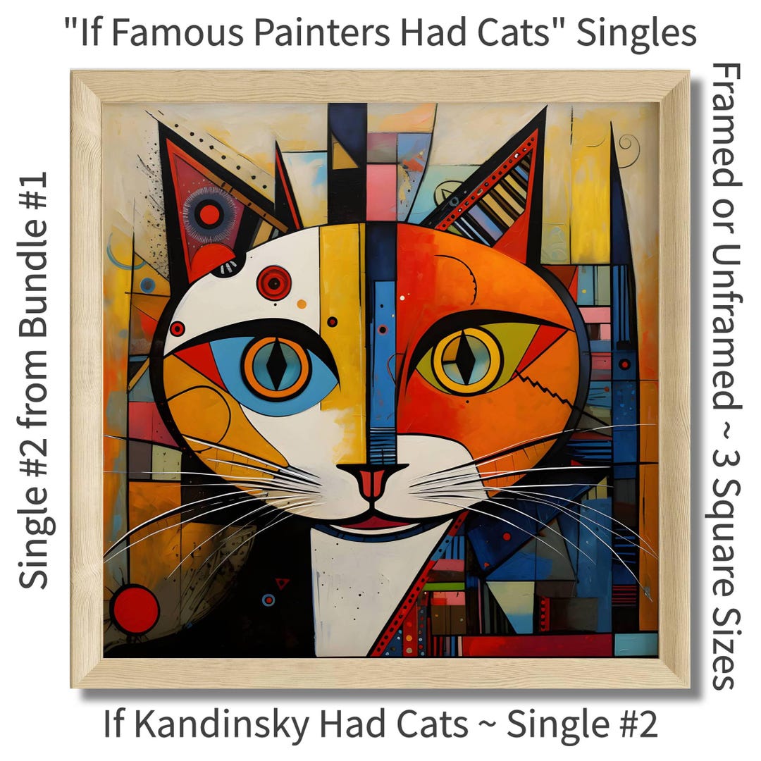 If Kandinsky Had Cats Art Print Set | Abstract Cat Wall Art | Geometric ...