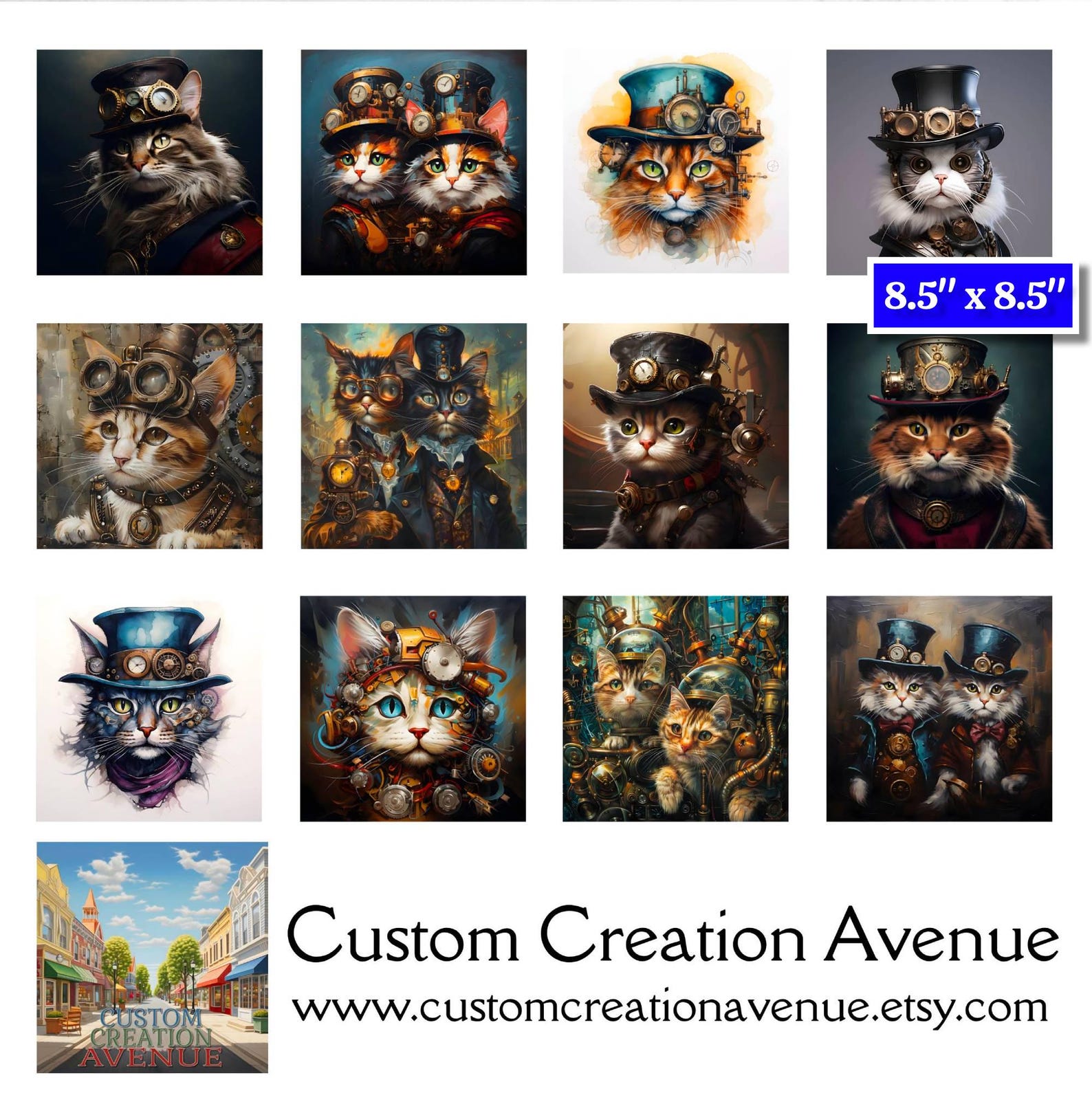 Steampunk Cat Wall Calendar #1 | Victorian Fantasy Feline Art | Top Hat ...
