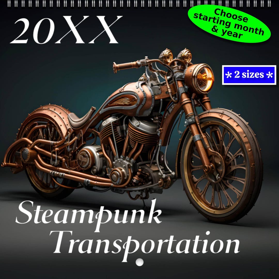 Steampunk Transportation Calendar (two Sizes: 8.5x8.5 & 11x8.5) Makes a ...