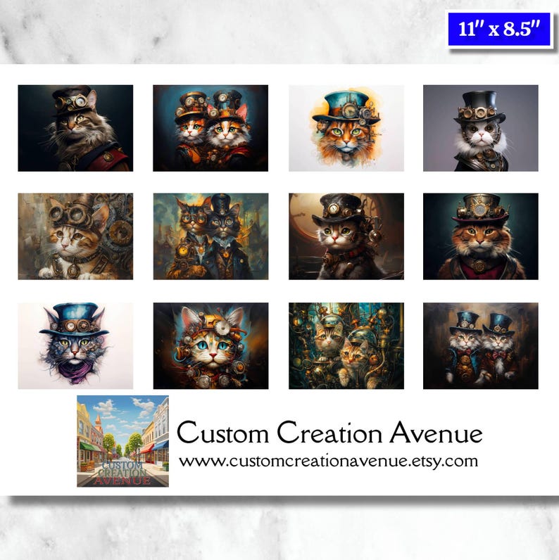 Steampunk Cat Wall Calendar #1 | Victorian Fantasy Feline Art | Top Hat ...