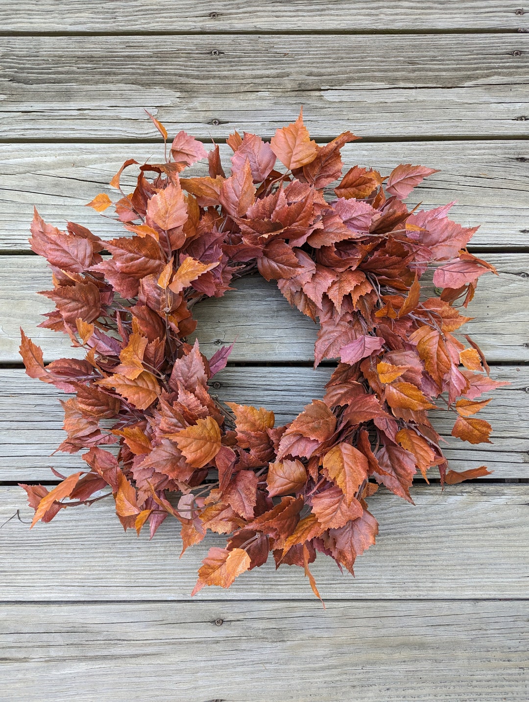 Fall Leaf Wreath, Rust Fall Wreath,rust Fall Door Wreath, Fall Foliage ...