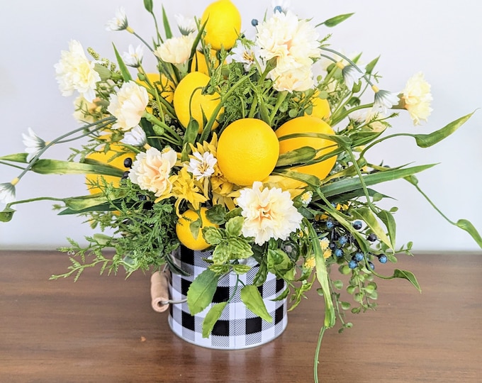 Lemon Arrangement, Lemon Centerpiece, Lemon Arrangement With Flowers ...