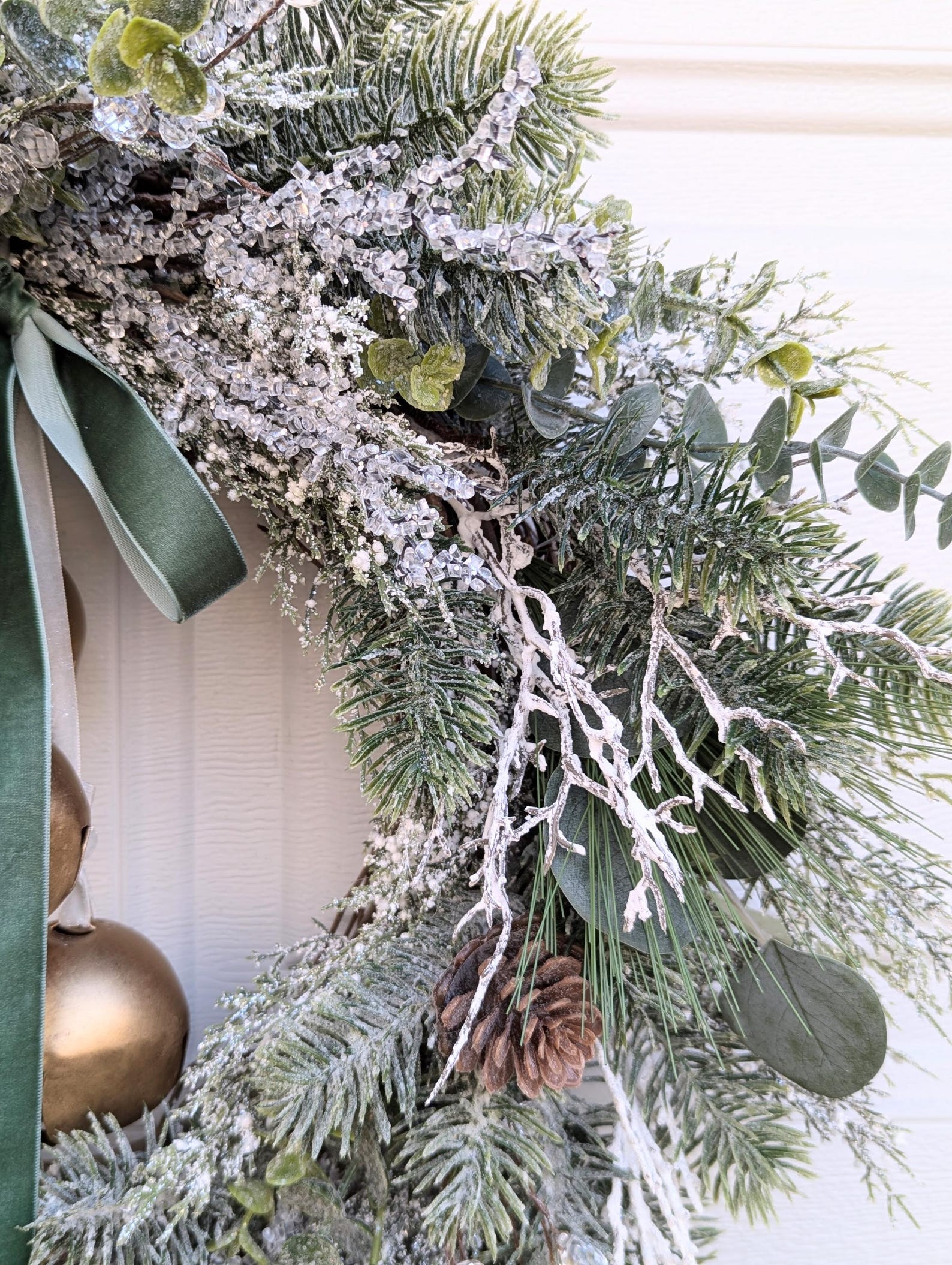 Gold Bell Wreath,chrismas Bell Wreath With Velvet Bow,winter Wreath ...