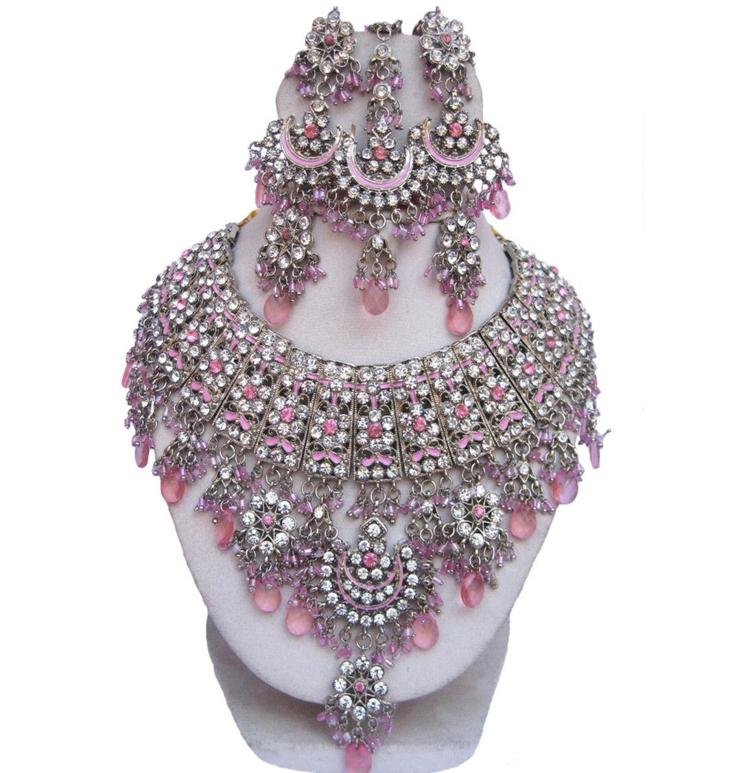 Silver Plated Indian Wedding Designer Cubic Zircon Crystal Pearls ...