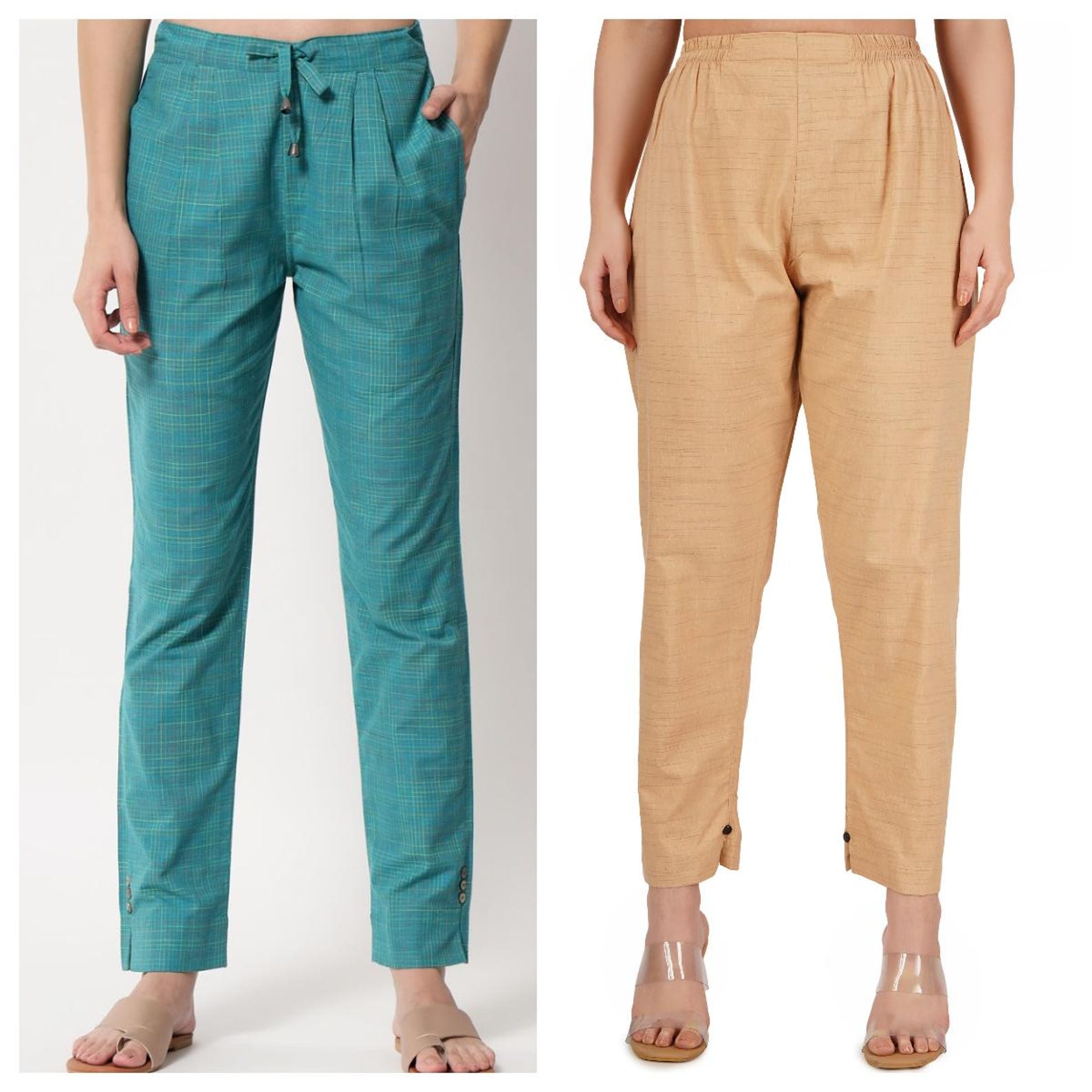 Multi-color Pants With Black Sailor Button, Straight Cut, High Waisted ...