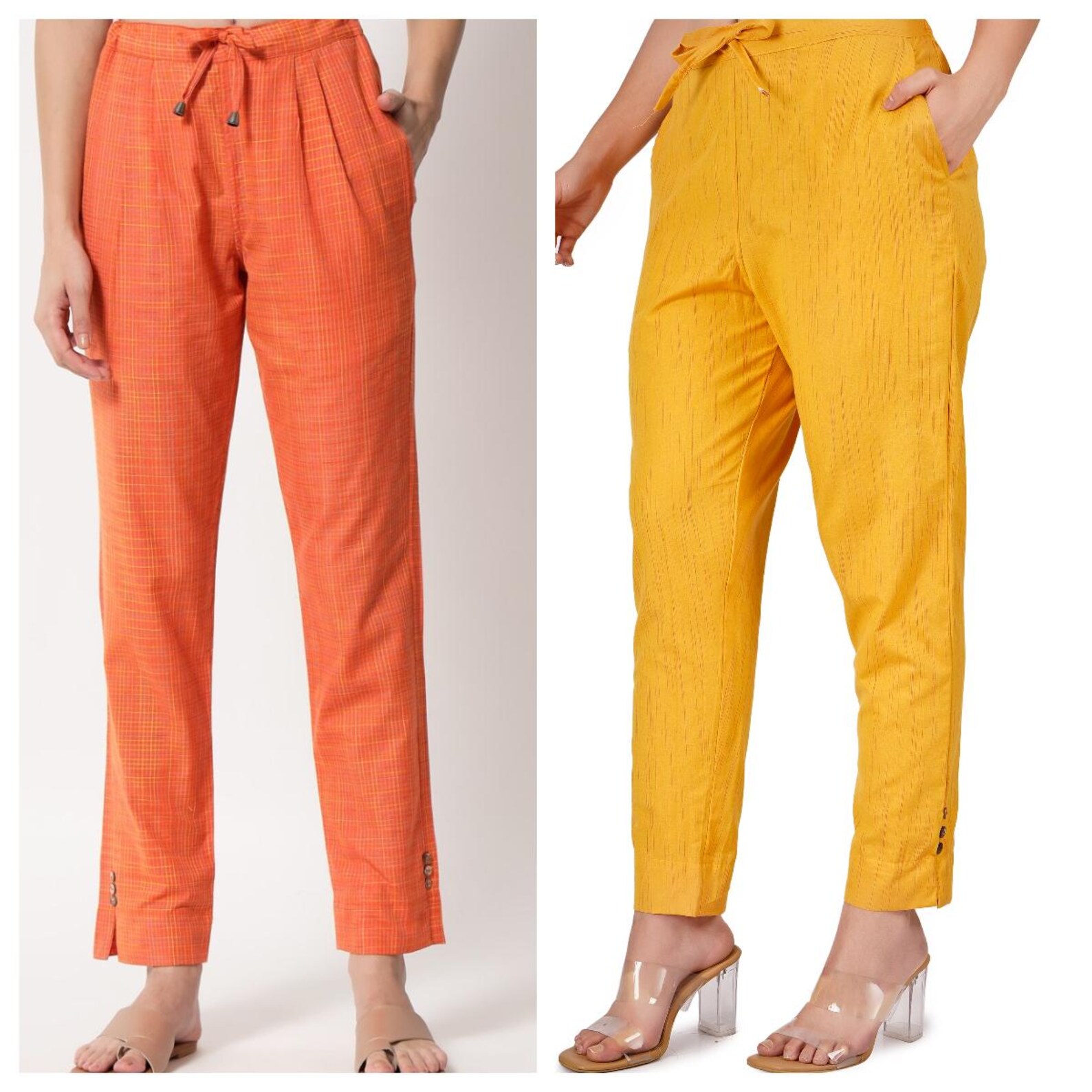 Multi-color Pants With Black Sailor Button, Straight Cut, High Waisted ...