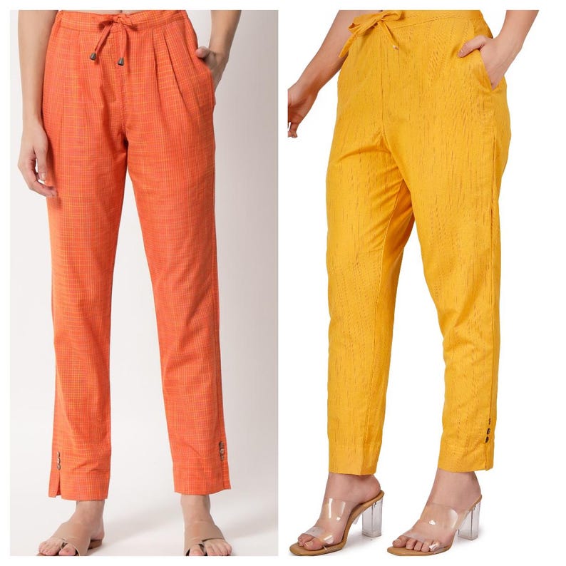 Multi-color Pants With Black Sailor Button, Straight Cut, High Waisted ...