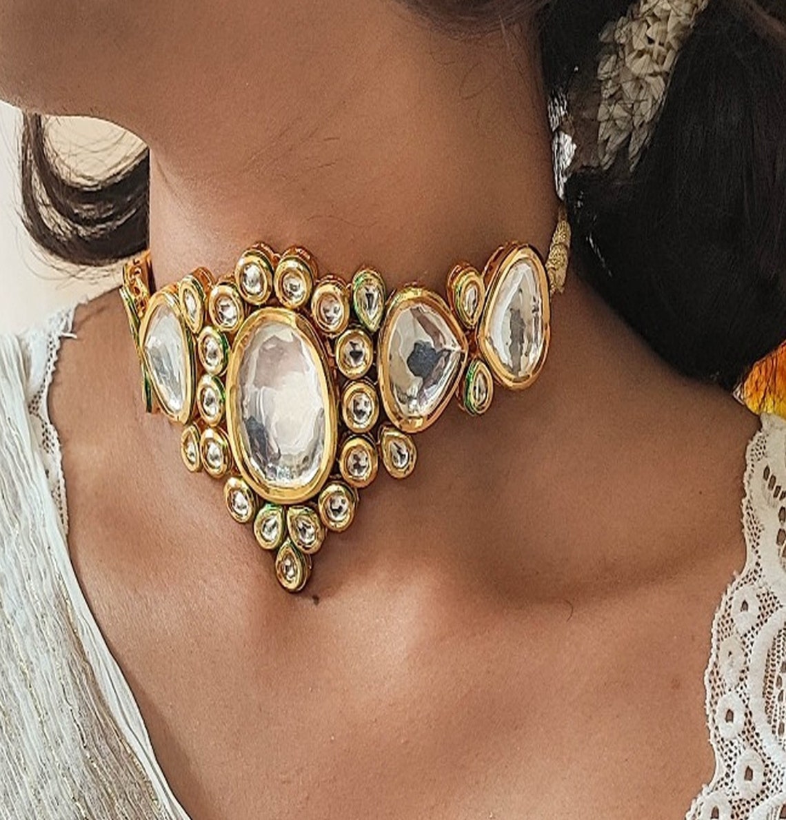 Fancy Indian Wedding Bollywood Gold Plated Antique Kundan Choker ...