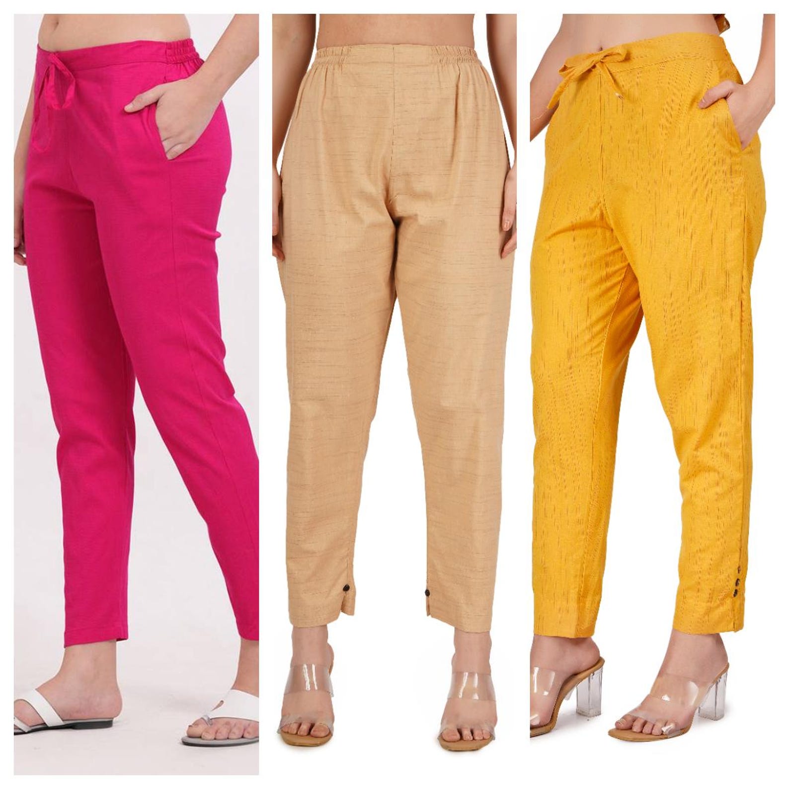 Multi-color Pants With Black Sailor Button, Straight Cut, High Waisted ...