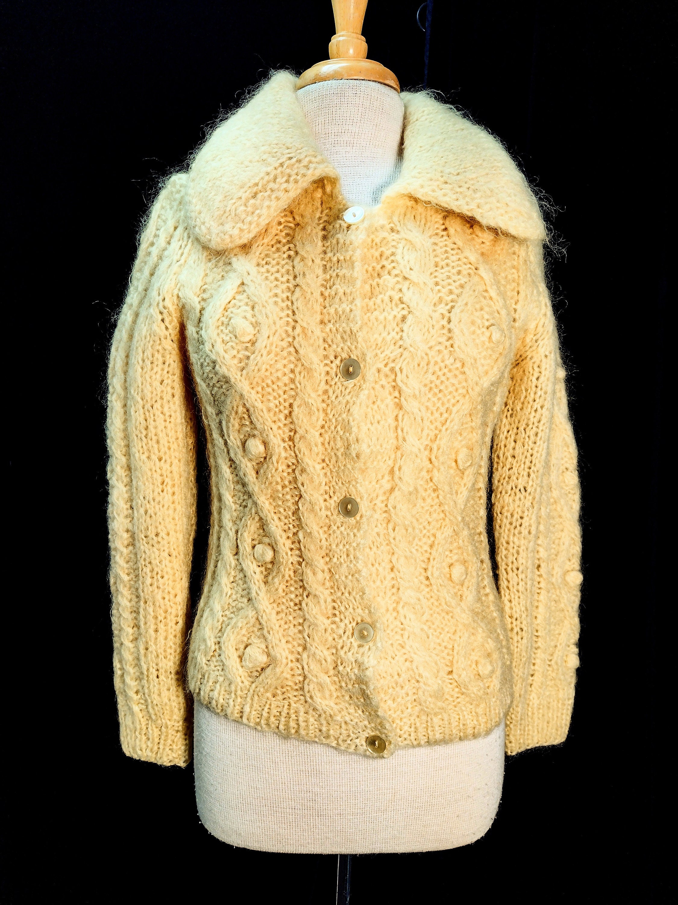 Vintage 60's Sunny Yellow Knit Button up Sweater - Etsy