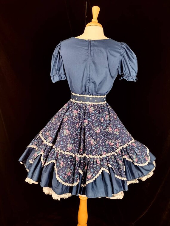 Vintage 70's blue calico square dance set - Gem
