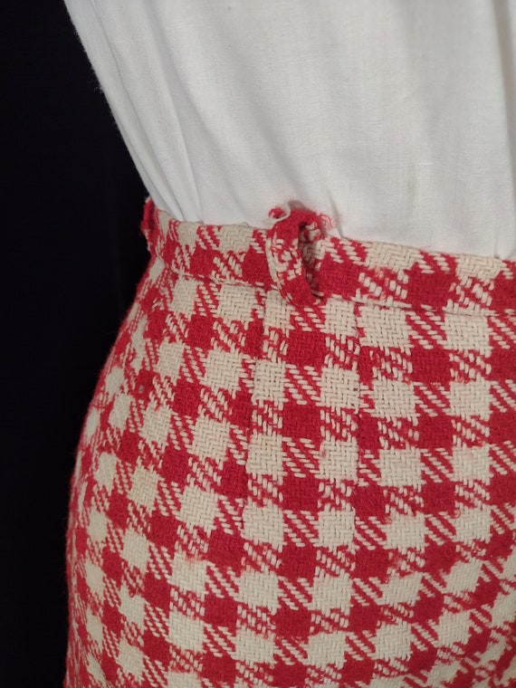Vintage wool red and white check skirt - Gem