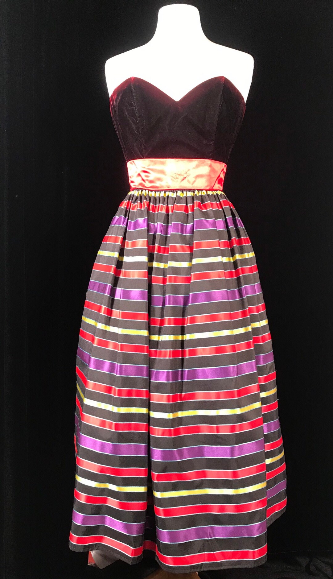 Gunne Sax Label 80’s Vintage Strapless Striped Party Dress - Etsy