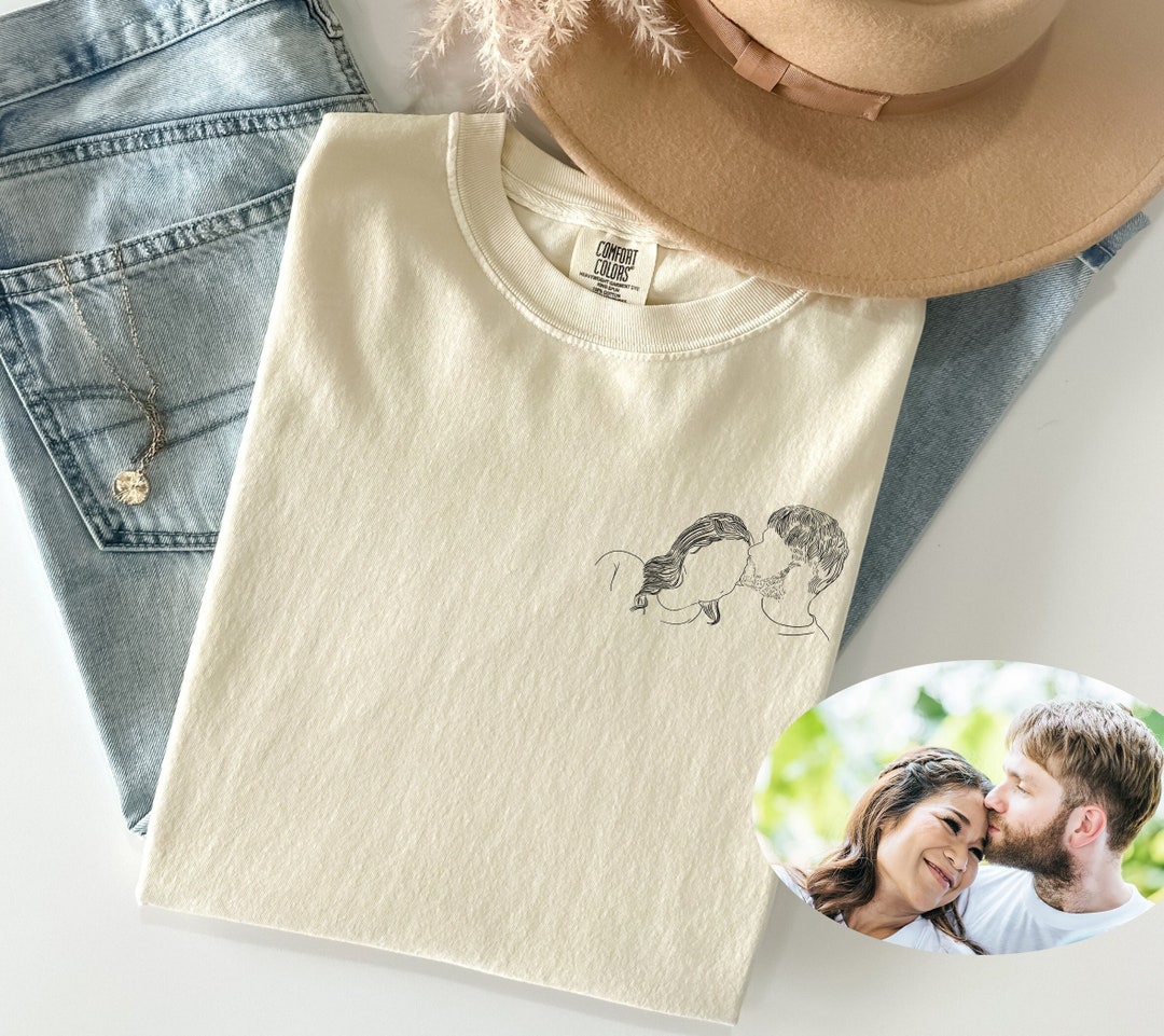 Comfort Colors Custom Portrait Shirt: Hand-drawn Photo Tee - Etsy