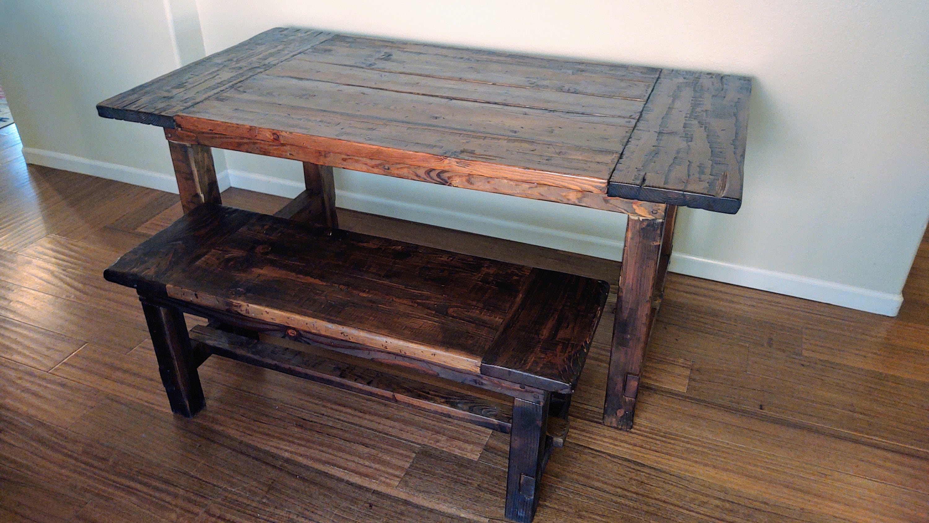 Rustic Farmhouse Table, Rustic Table With Optional Benches, - Etsy