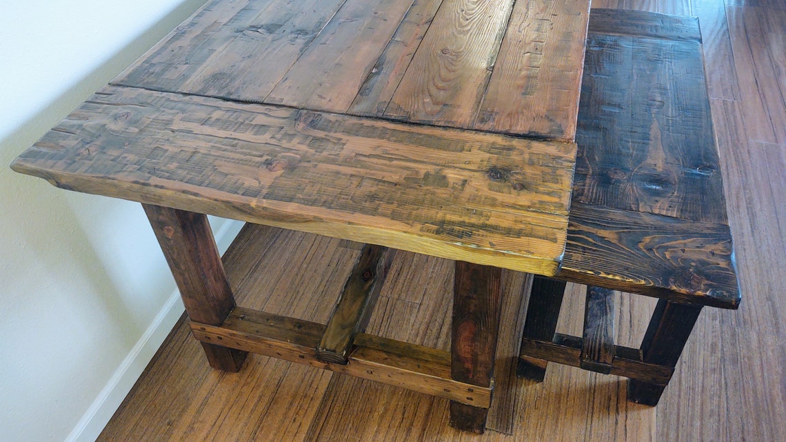 Rustic Farmhouse Table, Rustic Table With Optional Benches, - Etsy