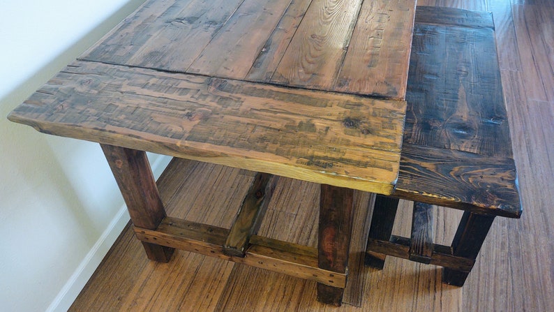 Rustic Farmhouse Table, Rustic Table With Optional Benches, - Etsy