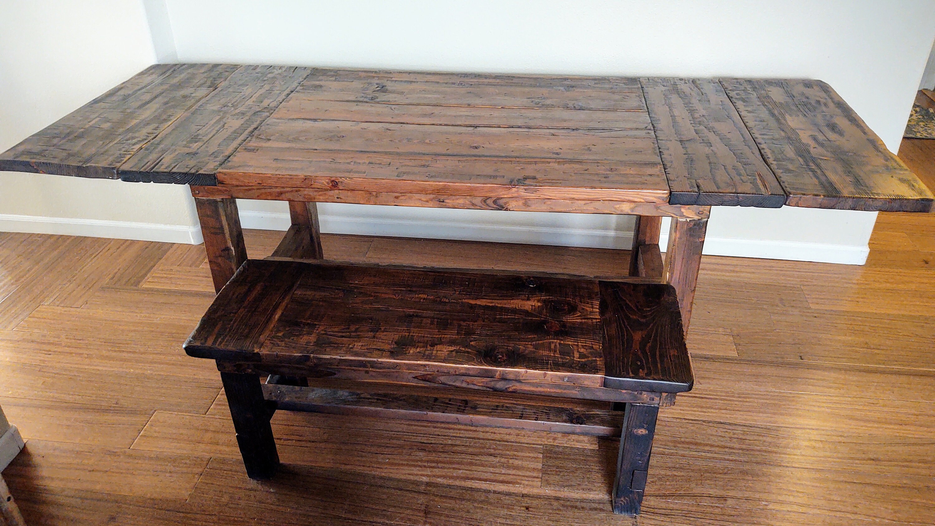 Rustic Farmhouse Table, Rustic Table With Optional Benches, - Etsy