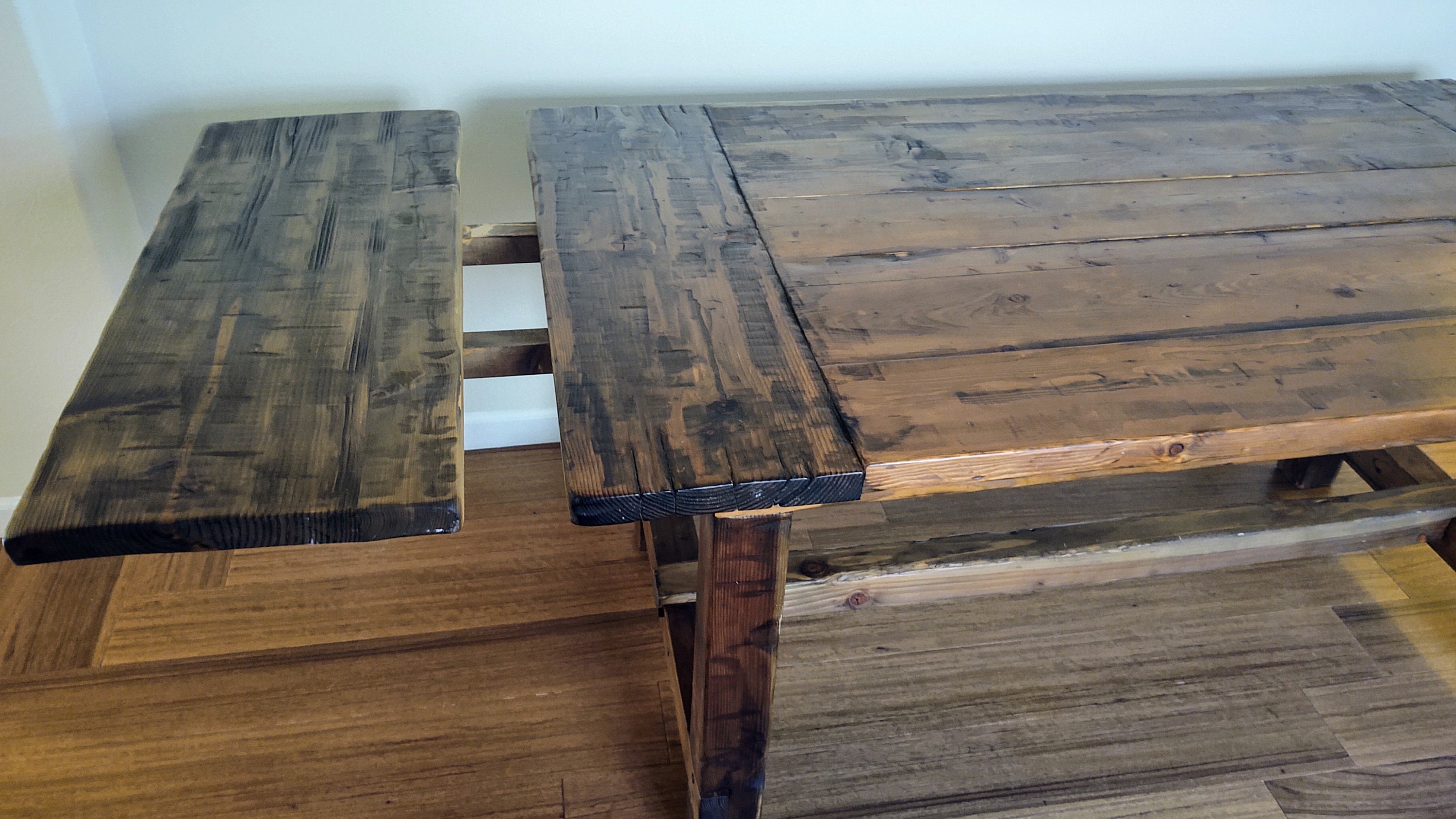 Rustic Farmhouse Table, Rustic Table With Optional Benches, - Etsy