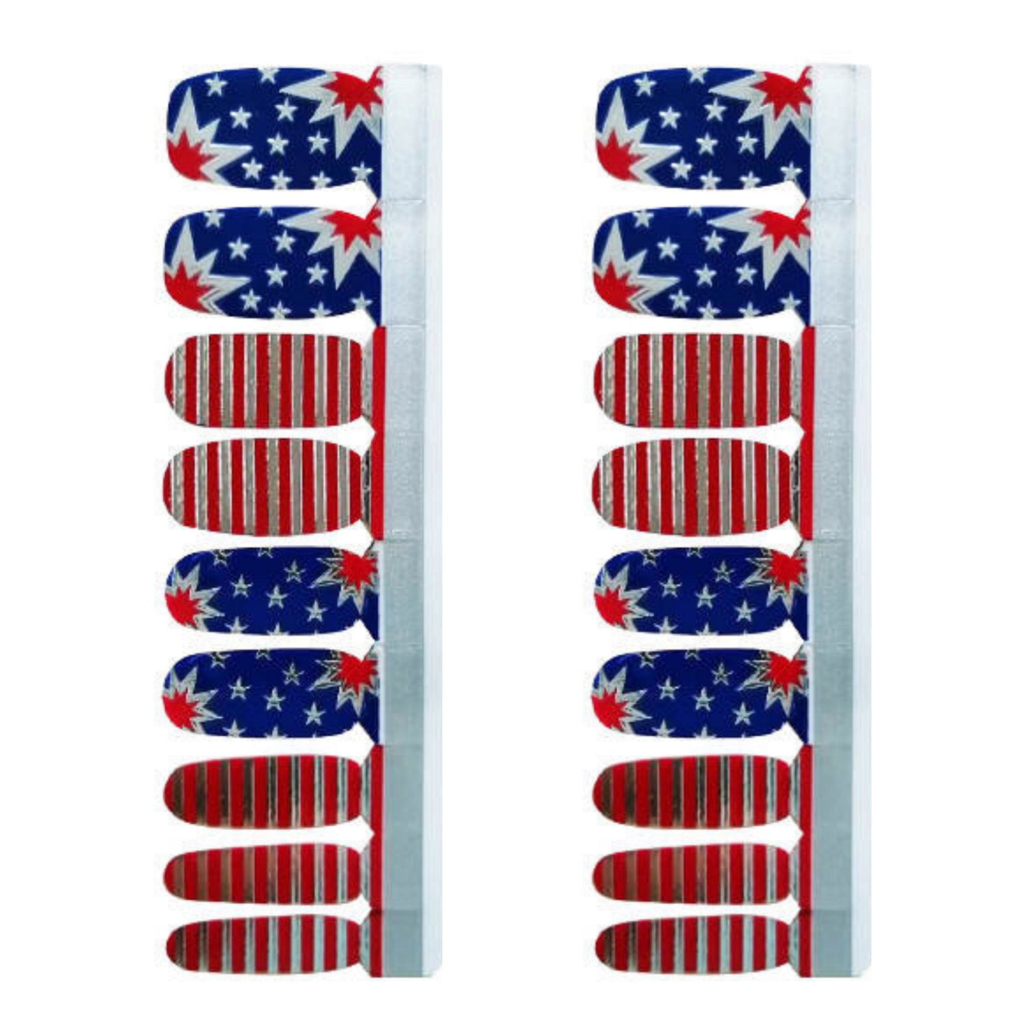 Red White Blue Firecracker Real Nail Strips Polish Wraps M53 - Etsy