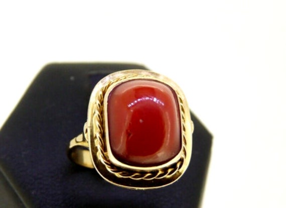 Vintage 50s Ring in 18 Kt Solid Gold With Mediterranean Red - Etsy