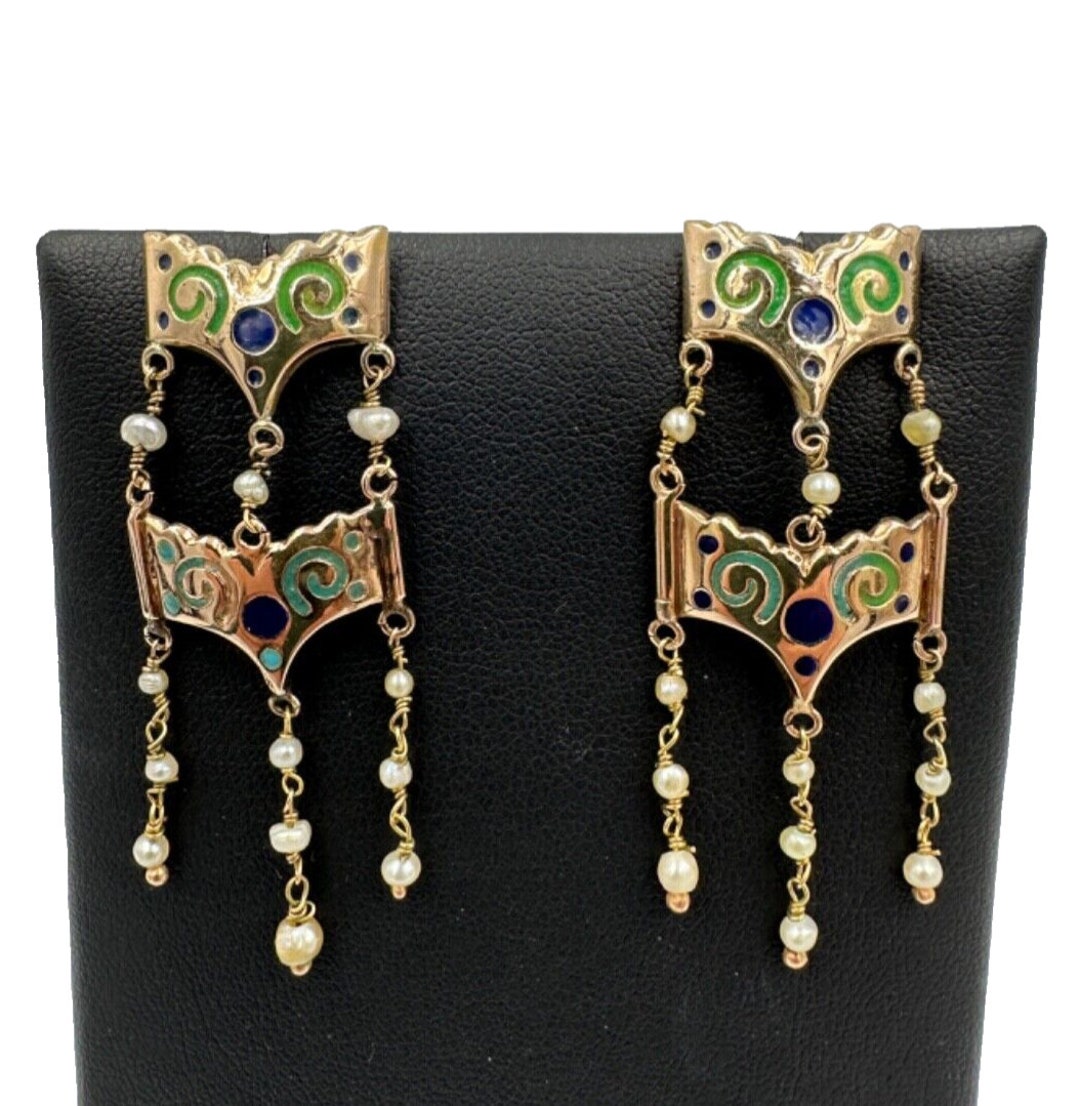 Vintage 1940s Traditional Antique Italian Earrings in 14 Kt Solid Gold ...