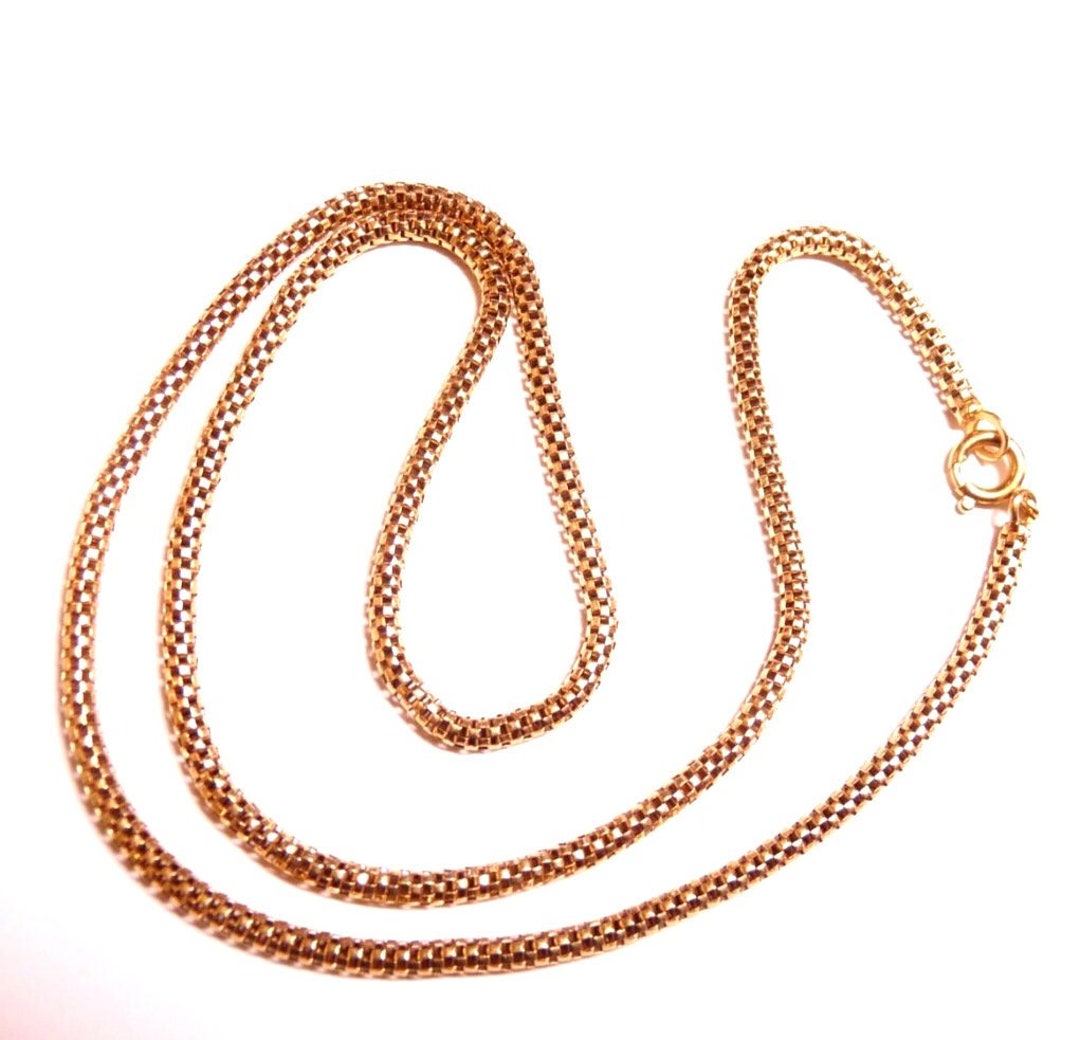 Vintage 1970s Tubular Link Necklace for Women in Solid 18 Kt Yellow ...