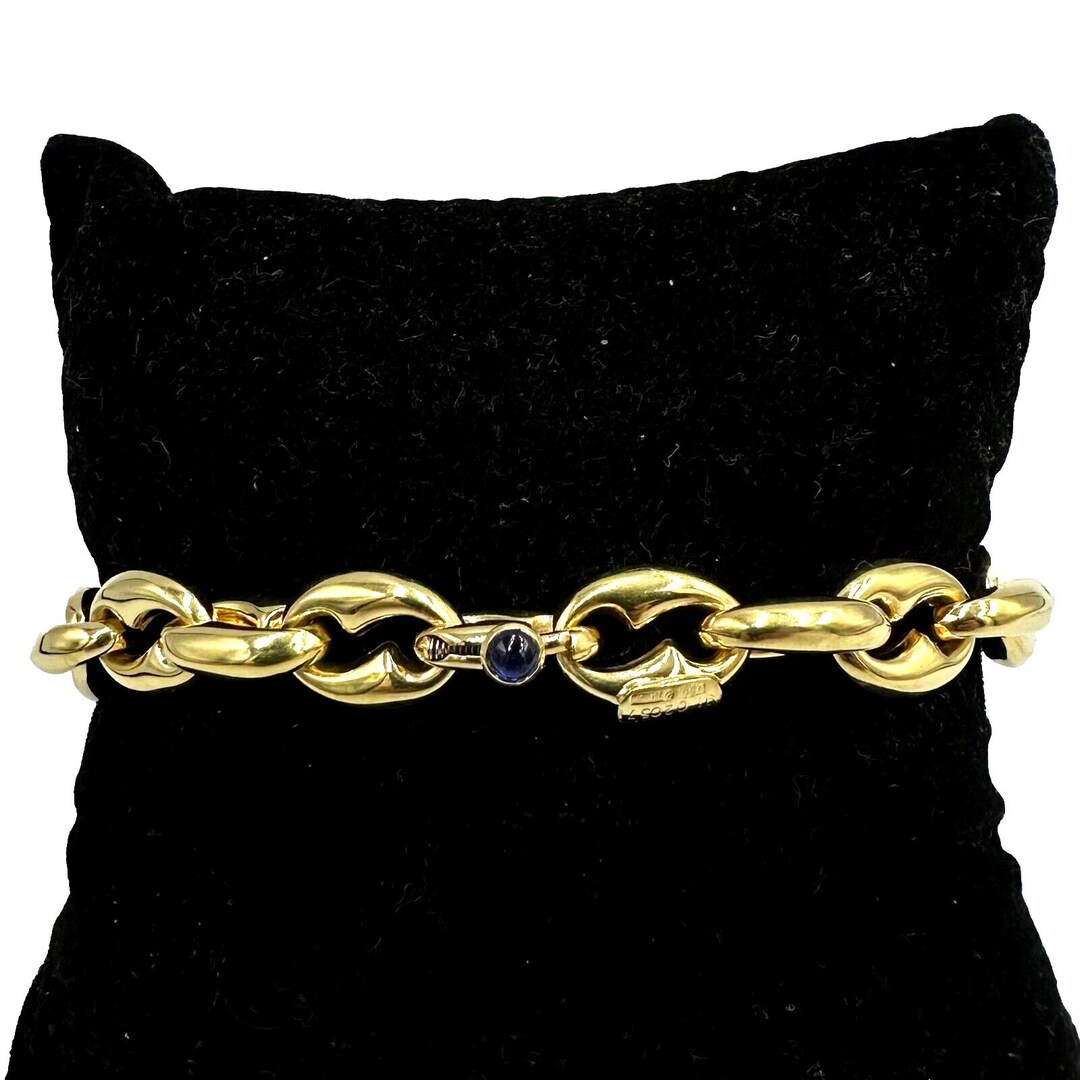 Vintage 1970s Italian 18K Solid Yellow Gold Sailor Link Bracelet With ...