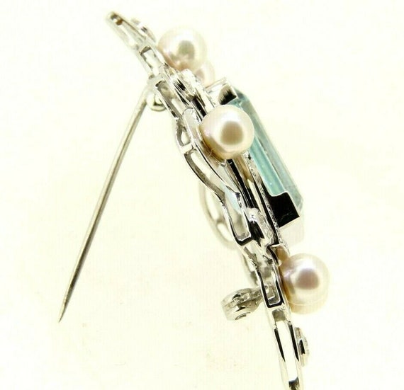 Spilla vintage anni '60 in oro bianco 18 kt con perle… - Gem