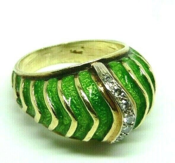 Vintage 1970s ring in solid 14 kt yellow gold with gr… - Gem