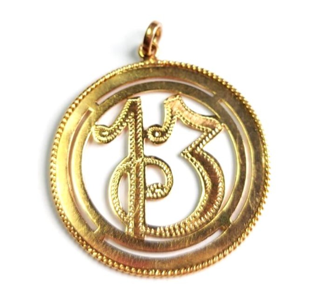 Vintage 1960s Large Lucky Number 13 Pendant, Made in Italy in 18kt ...
