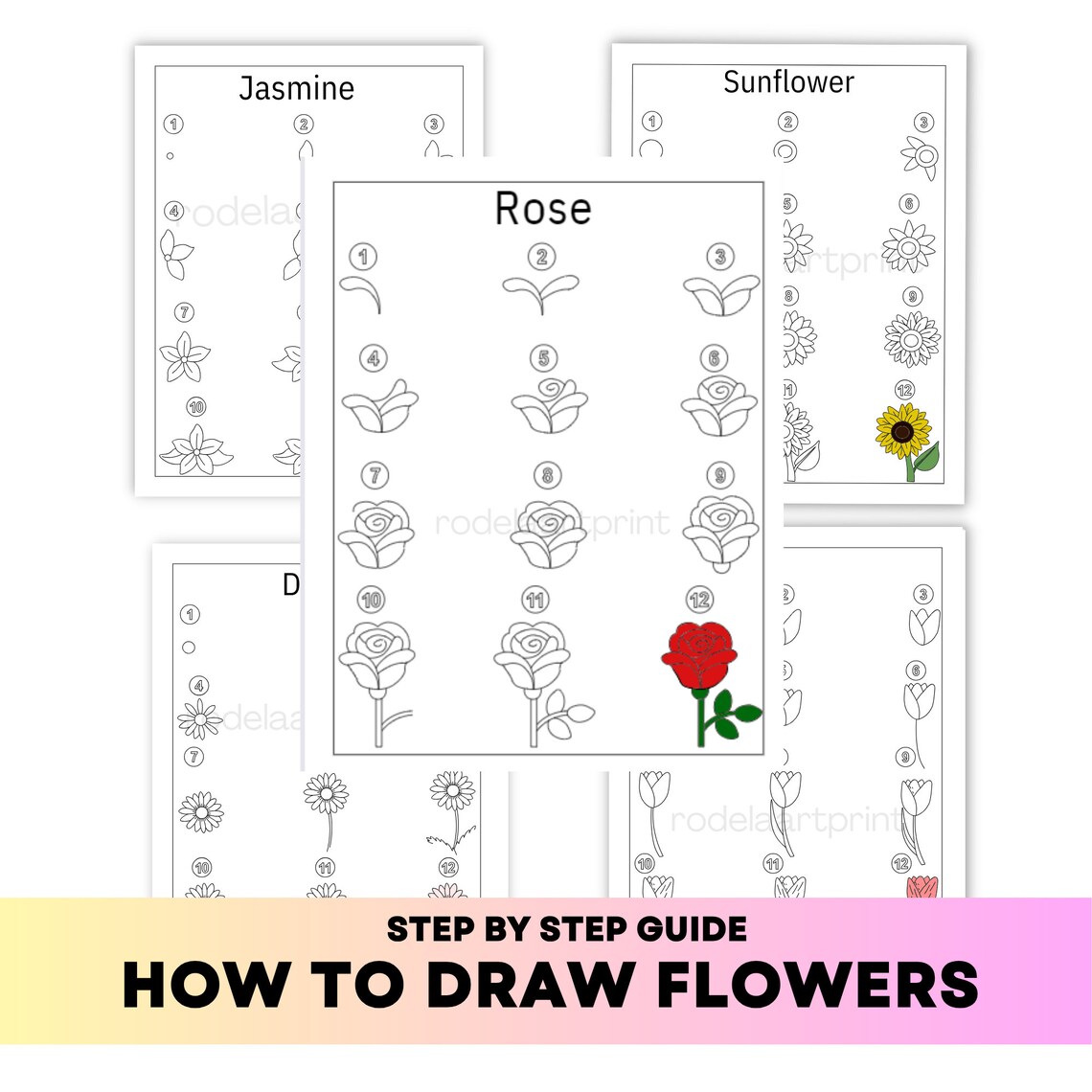 How to Draw Flowers Step by Step, 20 Drawings Flowers for Beginner ...