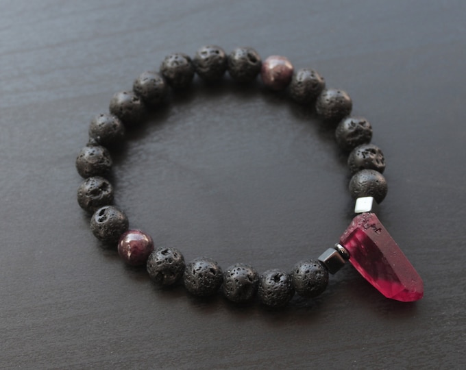 Bleeding Red Kyber Crystal Inspired Quartz & Lava Rock Stretch - Etsy