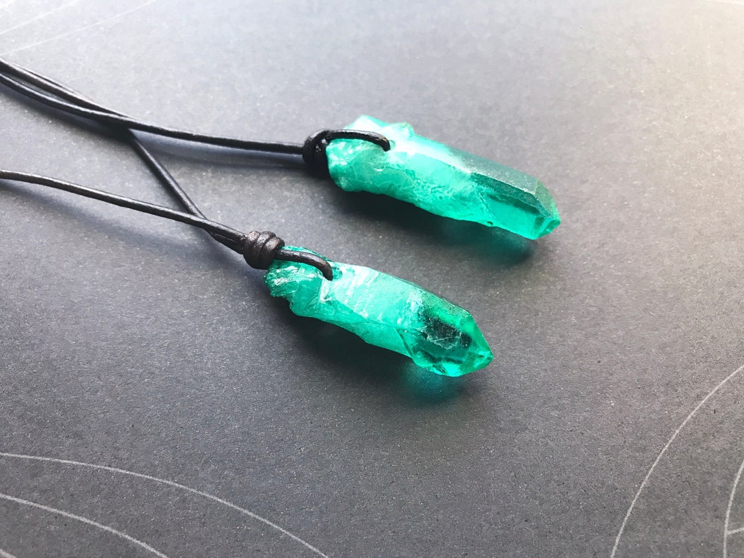 Blue Green Kyber Crystal Necklace / Pendant / Exile Color / Jedi ...