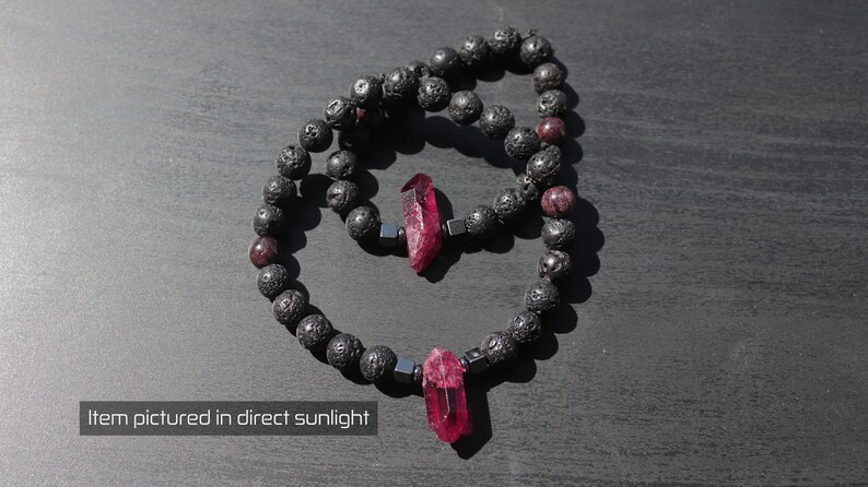 Bleeding Red Kyber Crystal Inspired Quartz & Lava Rock Stretch - Etsy