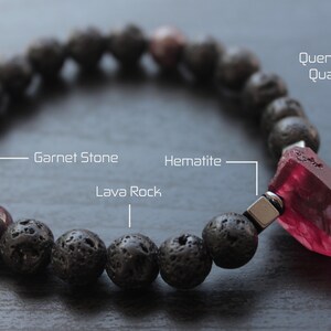 Bleeding Red Kyber Crystal Inspired Quartz & Lava Rock Stretch Bracelet ...