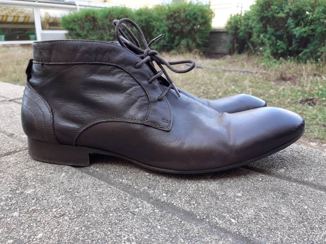 Estilo vintage, sangre de buey, zapatos altos al tobillo, con cordones ...
