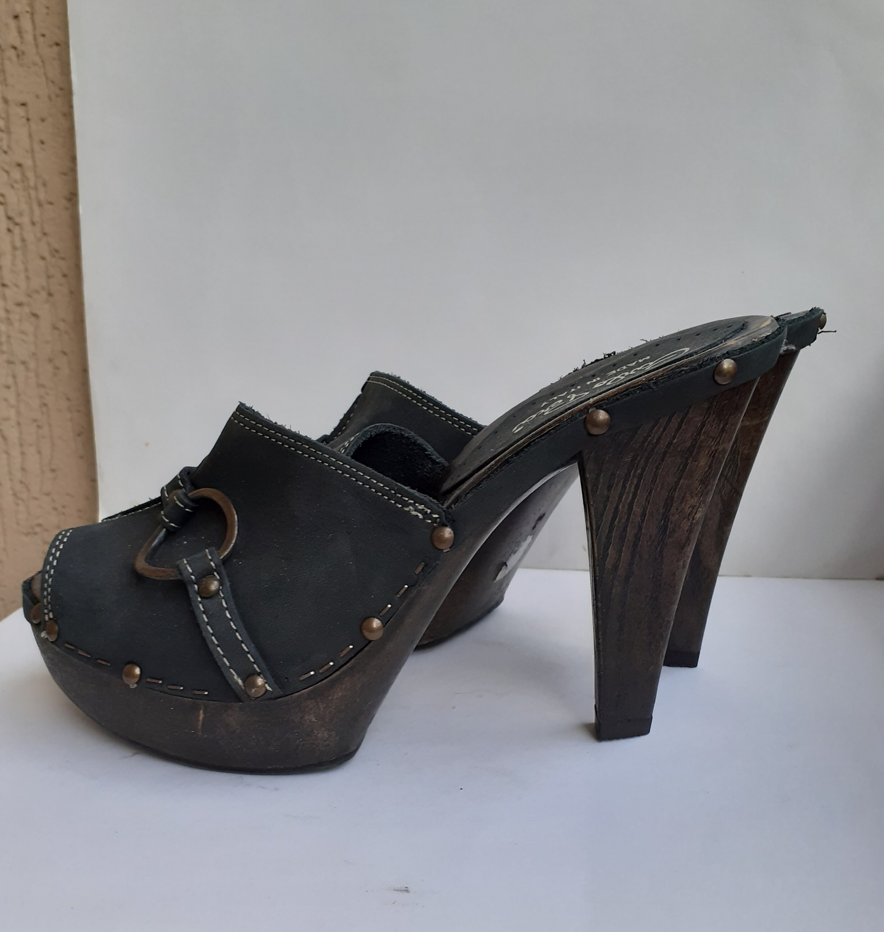 Clogs Slides High Heel,clog Leather Stilleto Mules, Stilleto Clogs ...