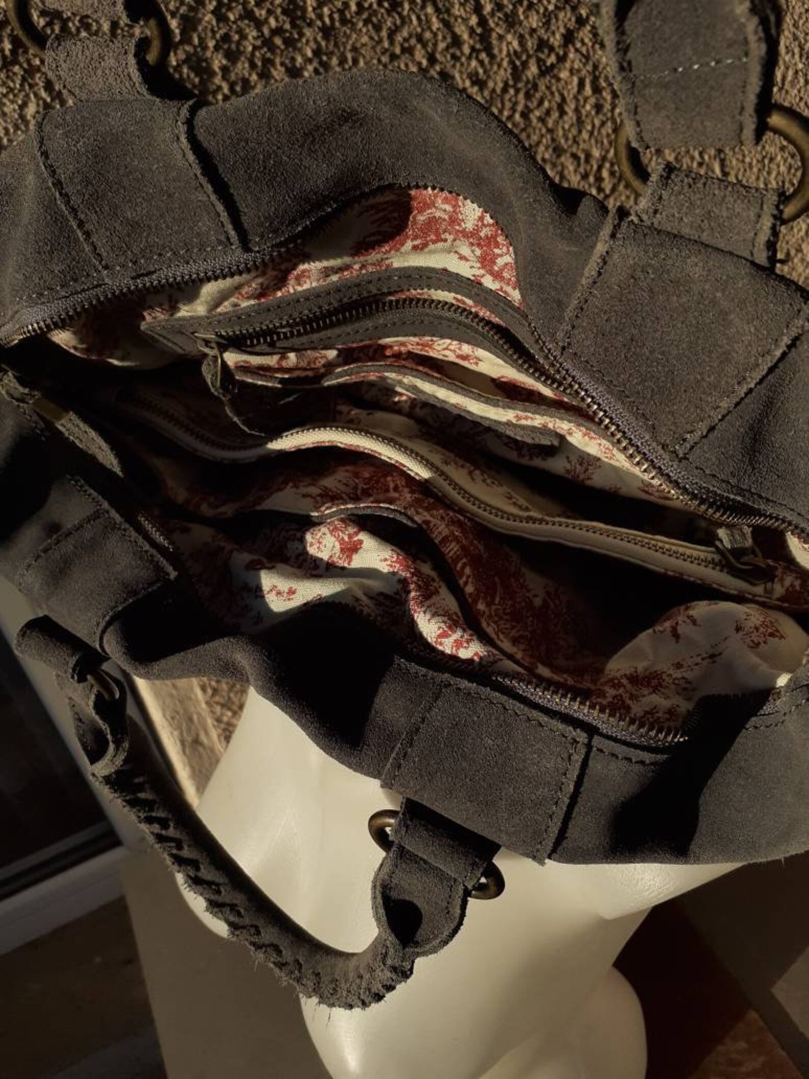 Grey Suede Top Hande Bag, Huge Capacity Handbag - Etsy