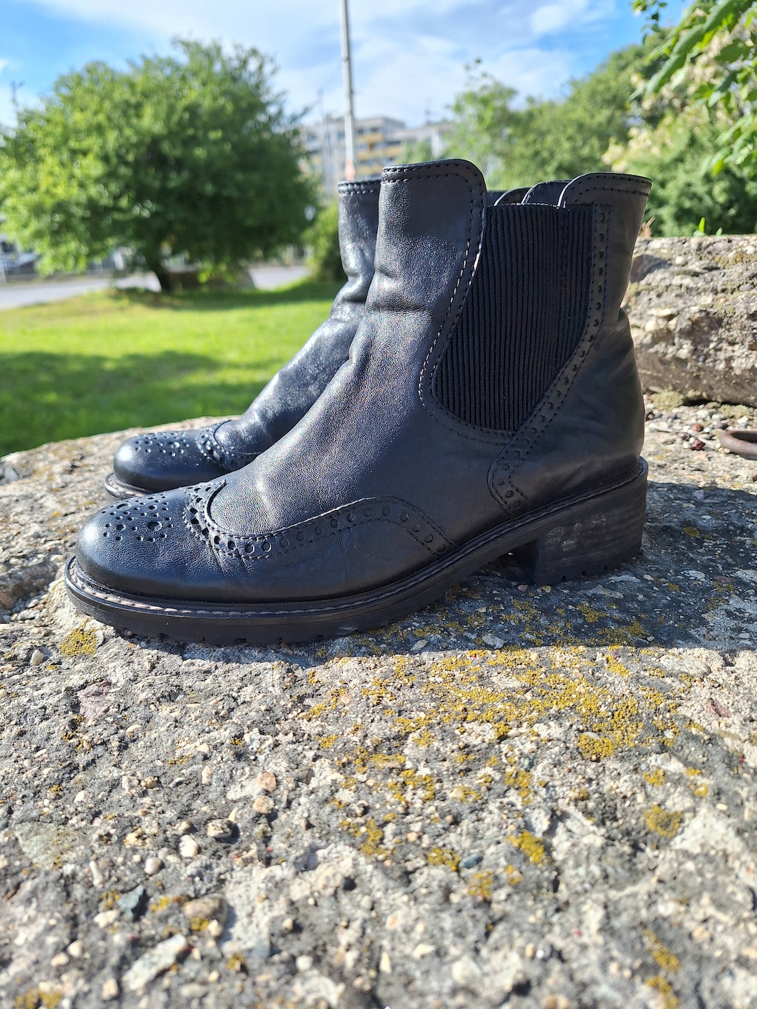 Women's 90's Ankle Boots, Stacked Low-heel Vintage Boots, Black Vintage ...