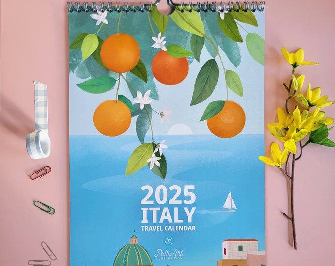 Wall Calendar 2025 Italy, Wall Calendar Art, Monthly Calendar, Wall ...