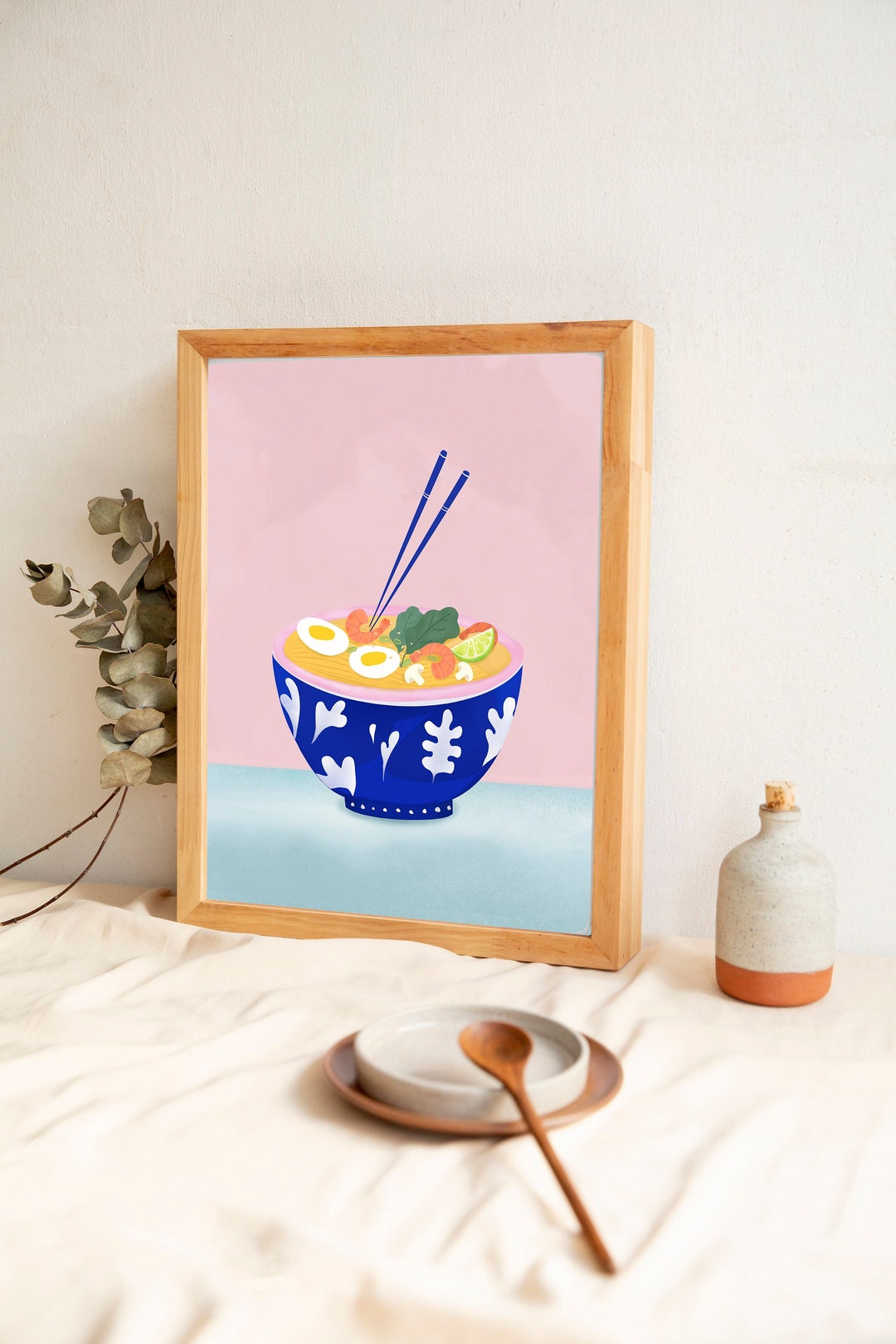 PRINTABLE Ramen Bowl, Food Art Print, DIGITAL DOWNLOAD, Kitchen Art ...