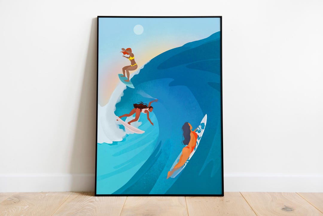 Surfers, Wall Art, Ocean Art, Illustration, Petrarts, Surfer ...